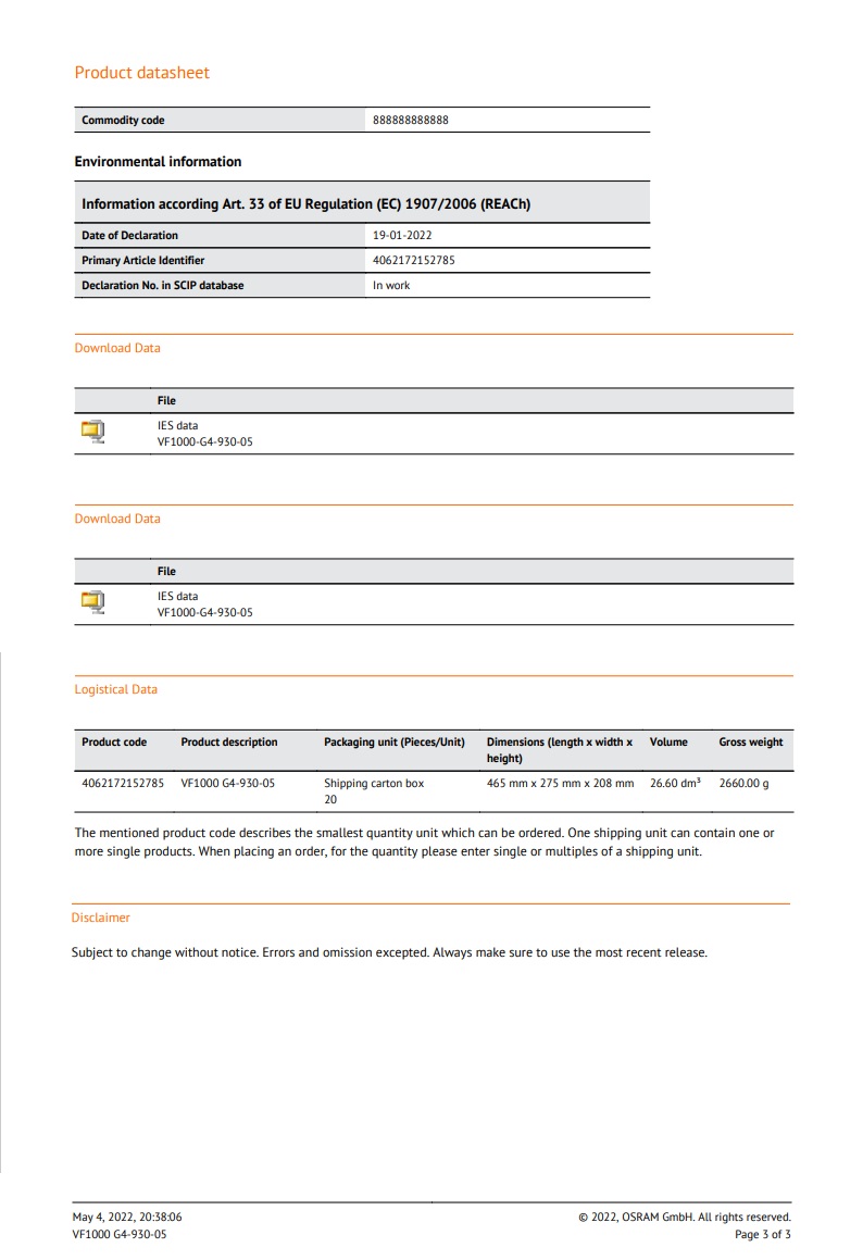 Osram Linear LED modules for flexible VF1000 G4-930-05 - Project